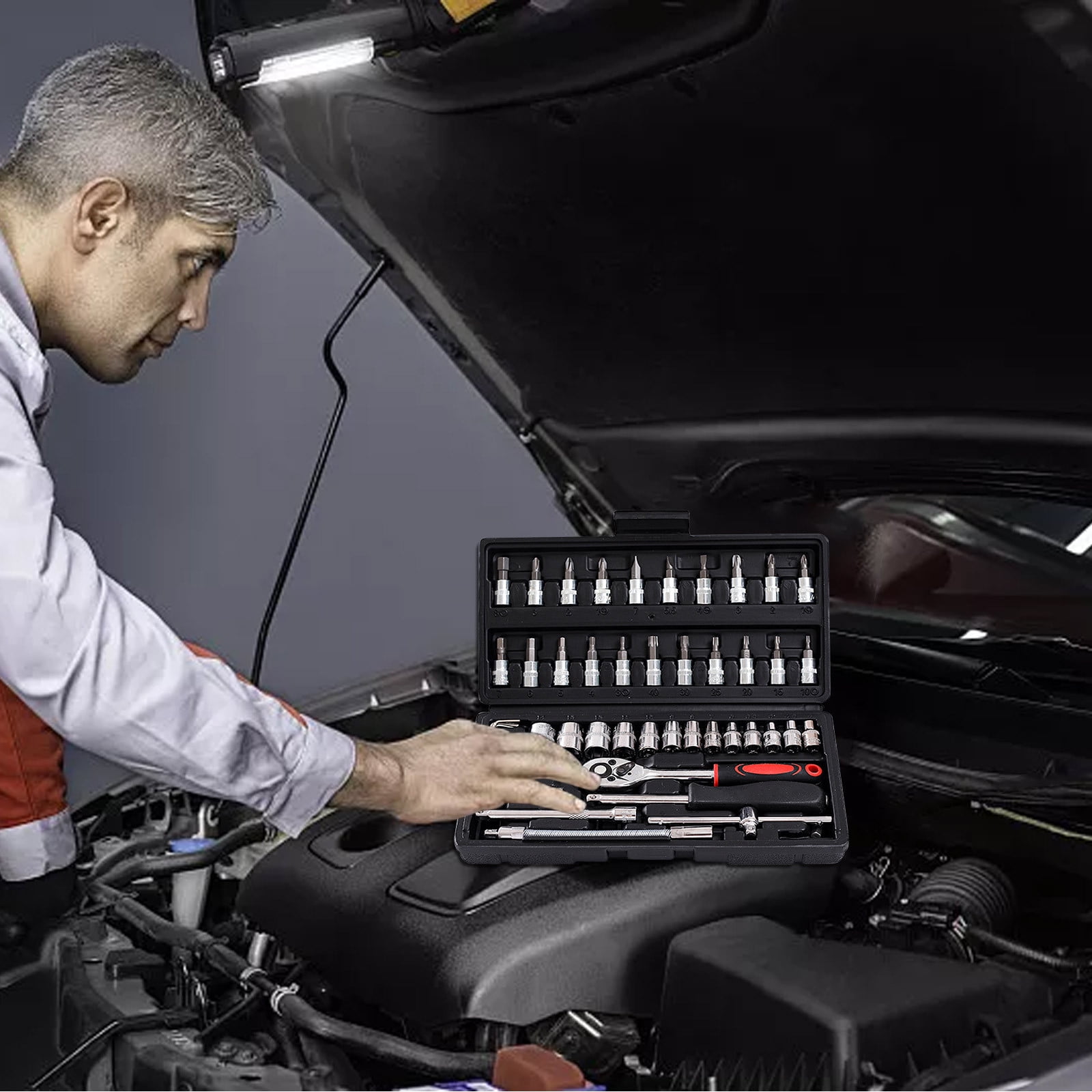 46 Pcs Socket Wrench Auto Repair Tool Combination Package Mixed Tool ...