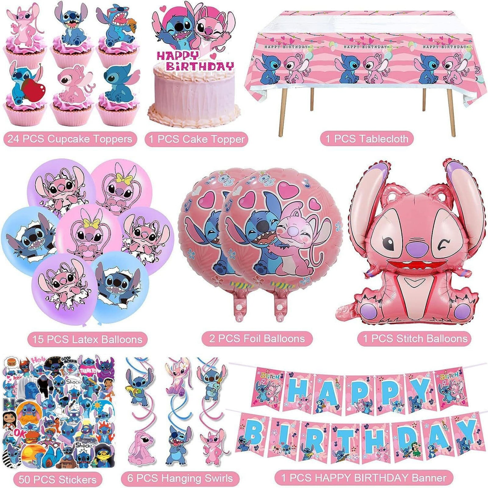 46 Pcs Stitch kids Birthday Party Supplies, Stitch Party Decorations Set Includes Tableware Set ...