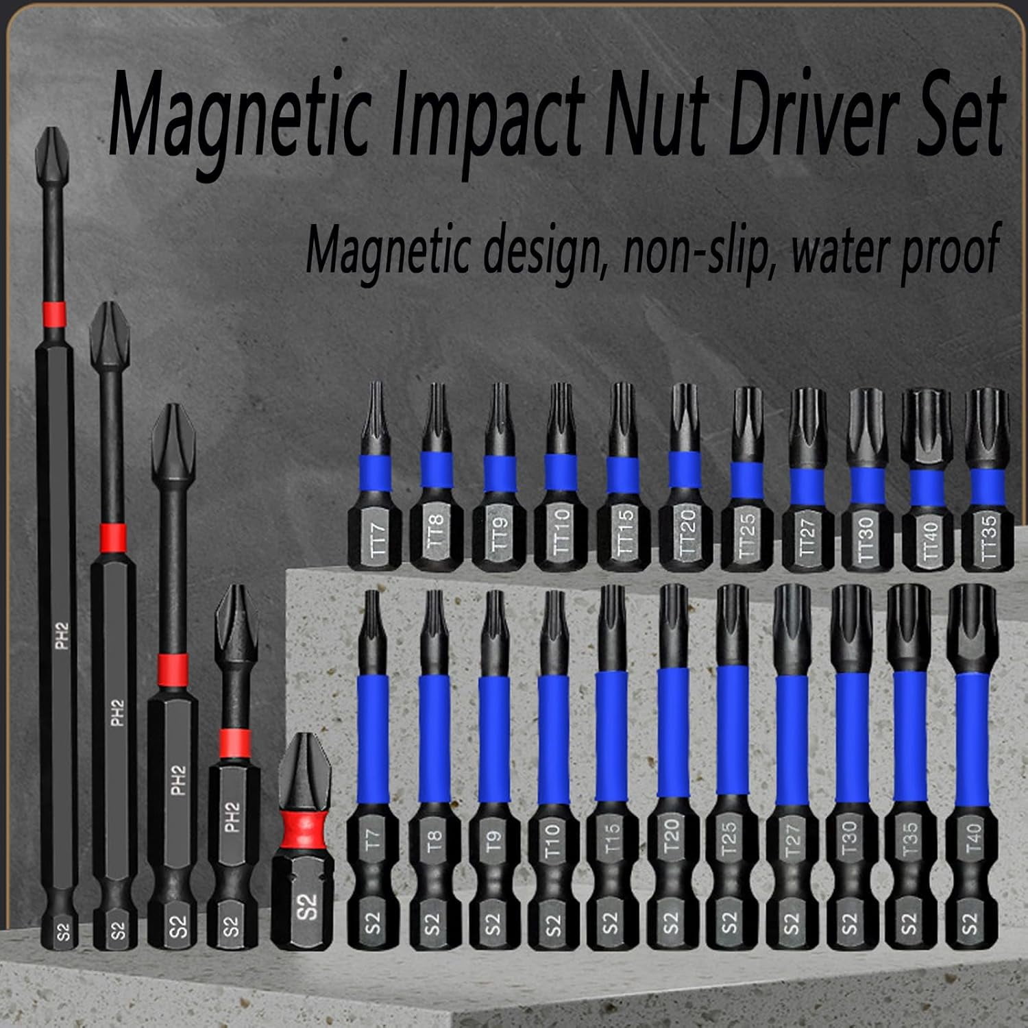 46-Piece Magnetic Impact Nut Driver Set, Heavy Duty Impact Driver Bit ...