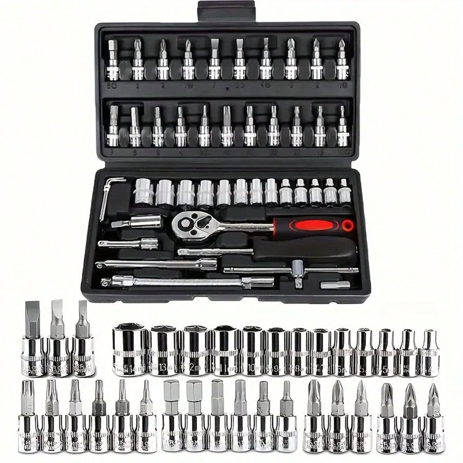 A 46-Piece Screwdriver Set, A Stainless Steel Metal Multi-Function Hand ...