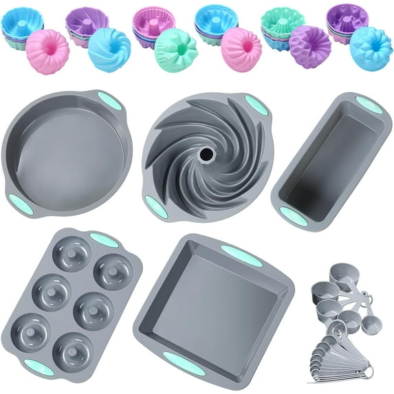 46 Piece Silicone Bakeware Set, Non-Stick Kitchen Oven Baking Pans ...