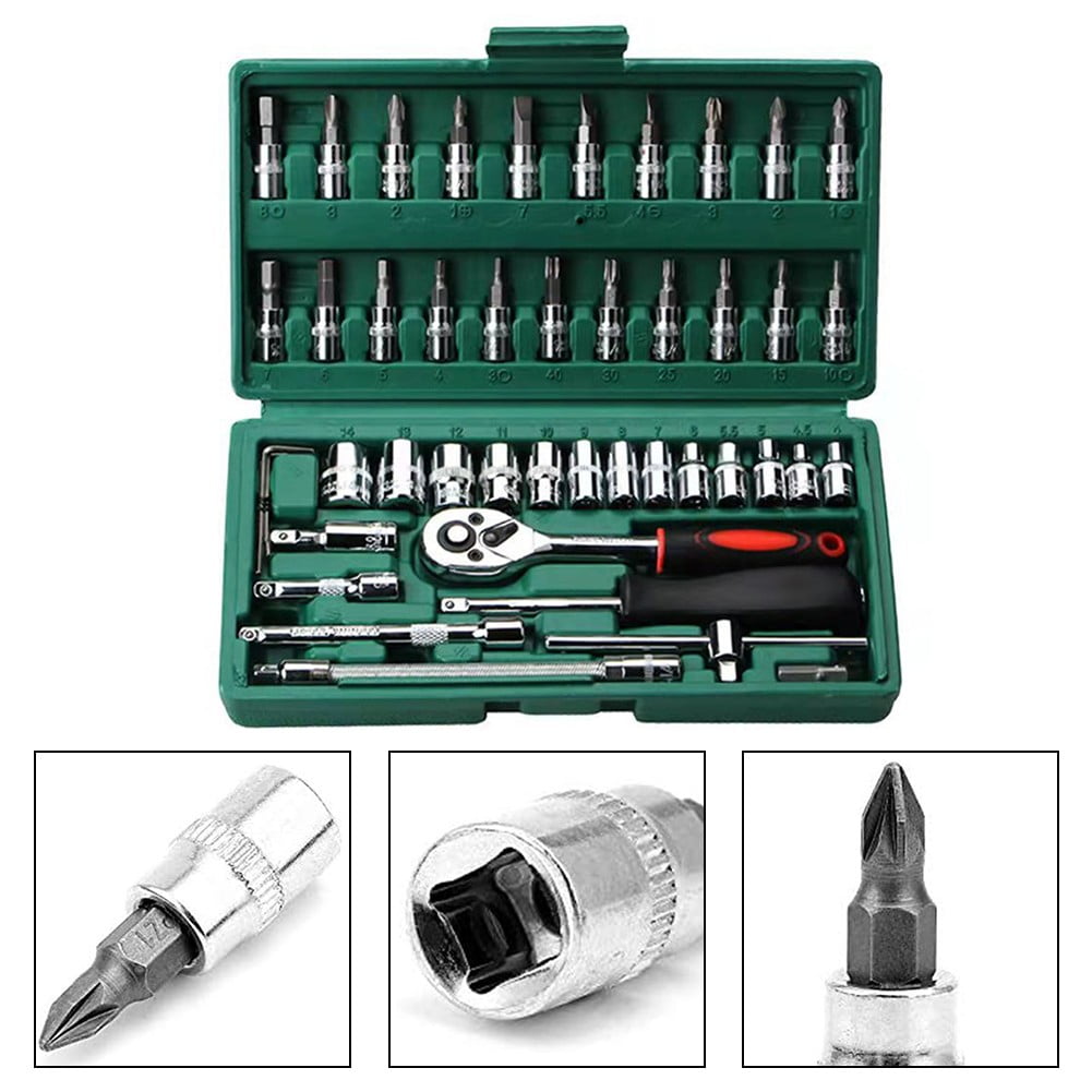 46 Piece Socket Wrench Set Car Repair Tool Socket Car Parts Toolbox Set ...