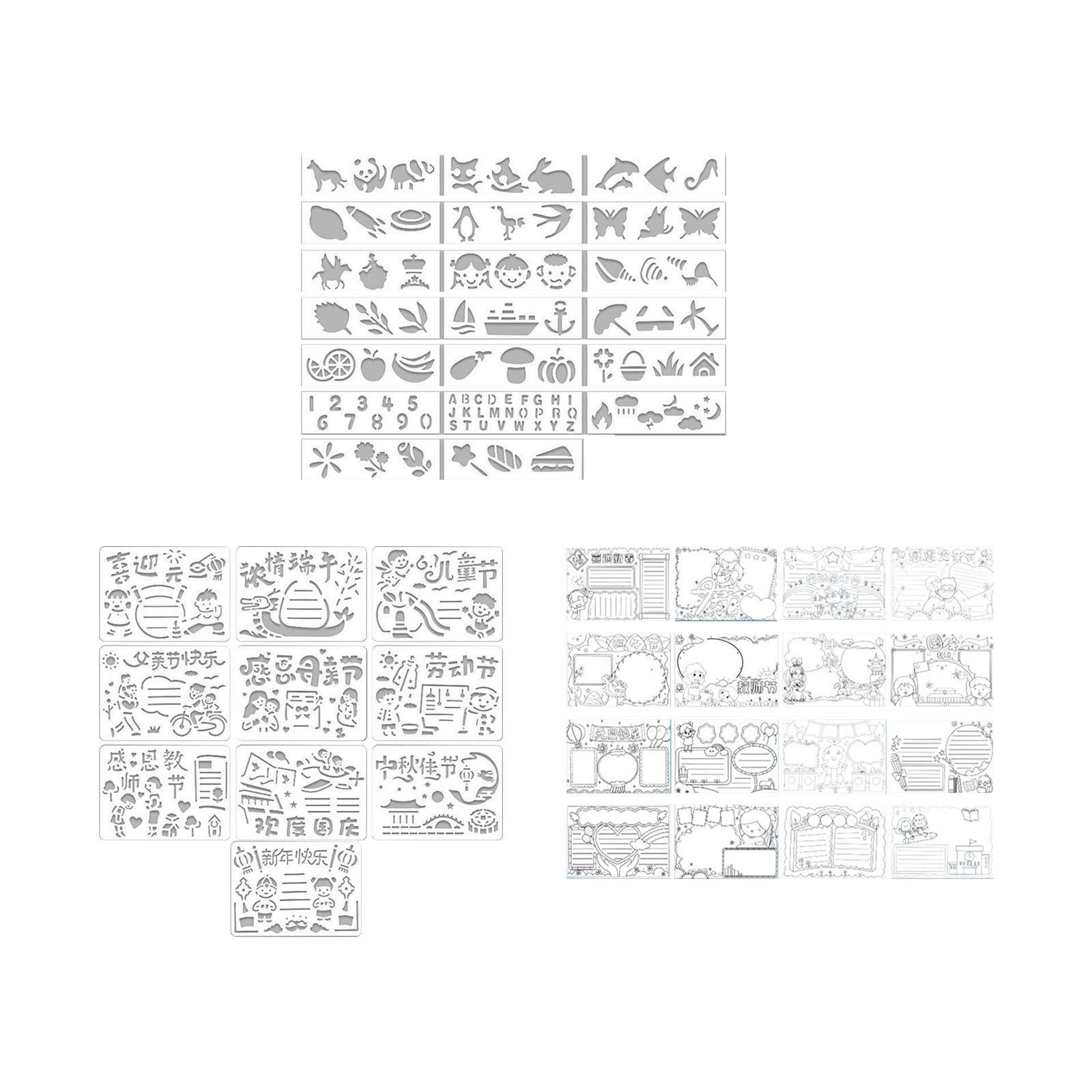 46 Pieces Painting Template Drawing Template Plant Numbers Stencil ...