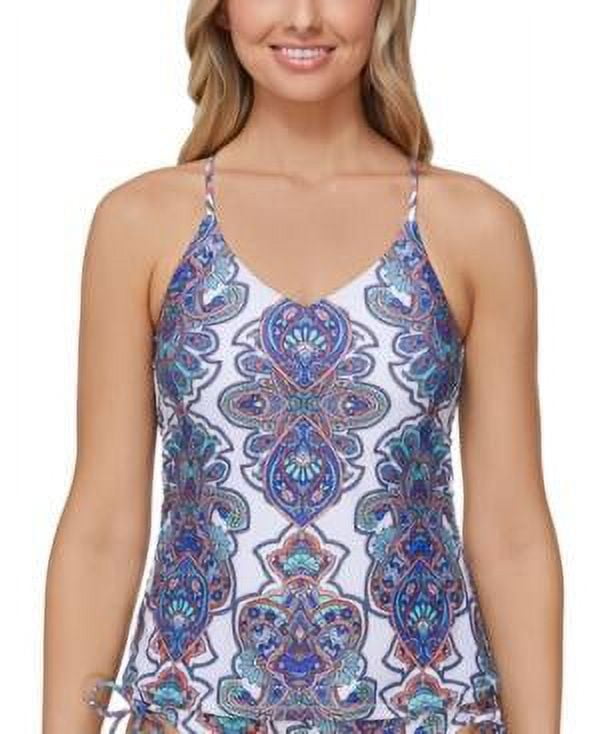$46 Raisins Juniors' Printed Golden-Hour Macrame-Back Tankini Top White ...