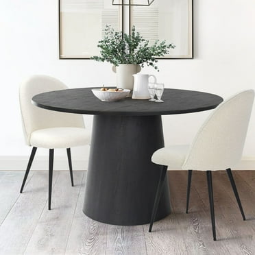 Modena Dining Table in Matte Black Finish and Walnut Wood Top - Walmart.com