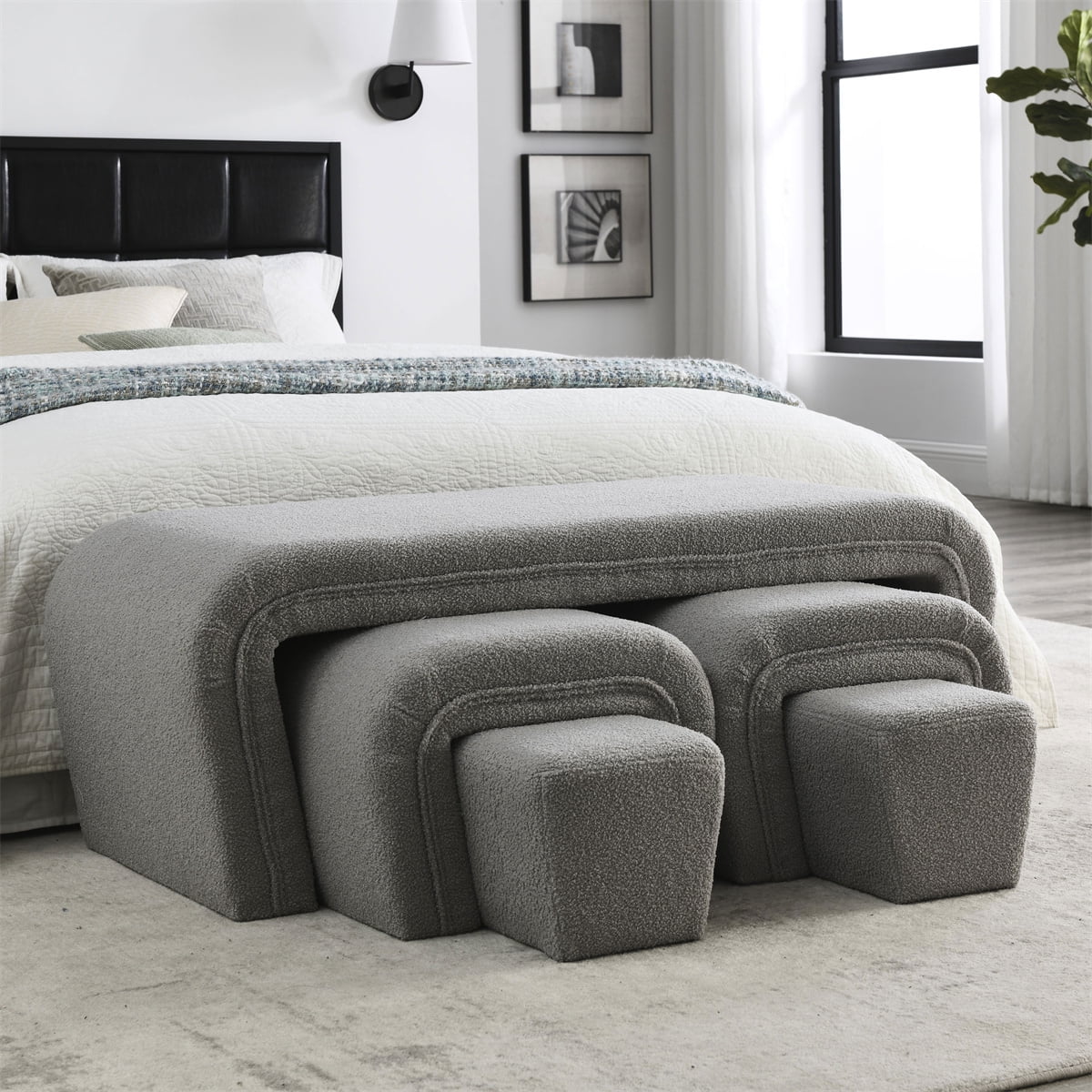 46'' W 5 Pieces Ottoman Bench Set, Upholstered Nesting Bench, Including ...