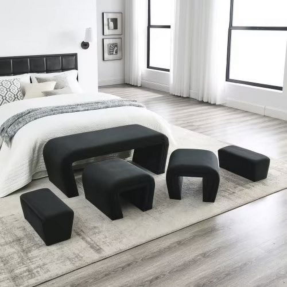46" W Modern 5 Pieces Ottoman Bench Set,Contemporary Upholstered ...