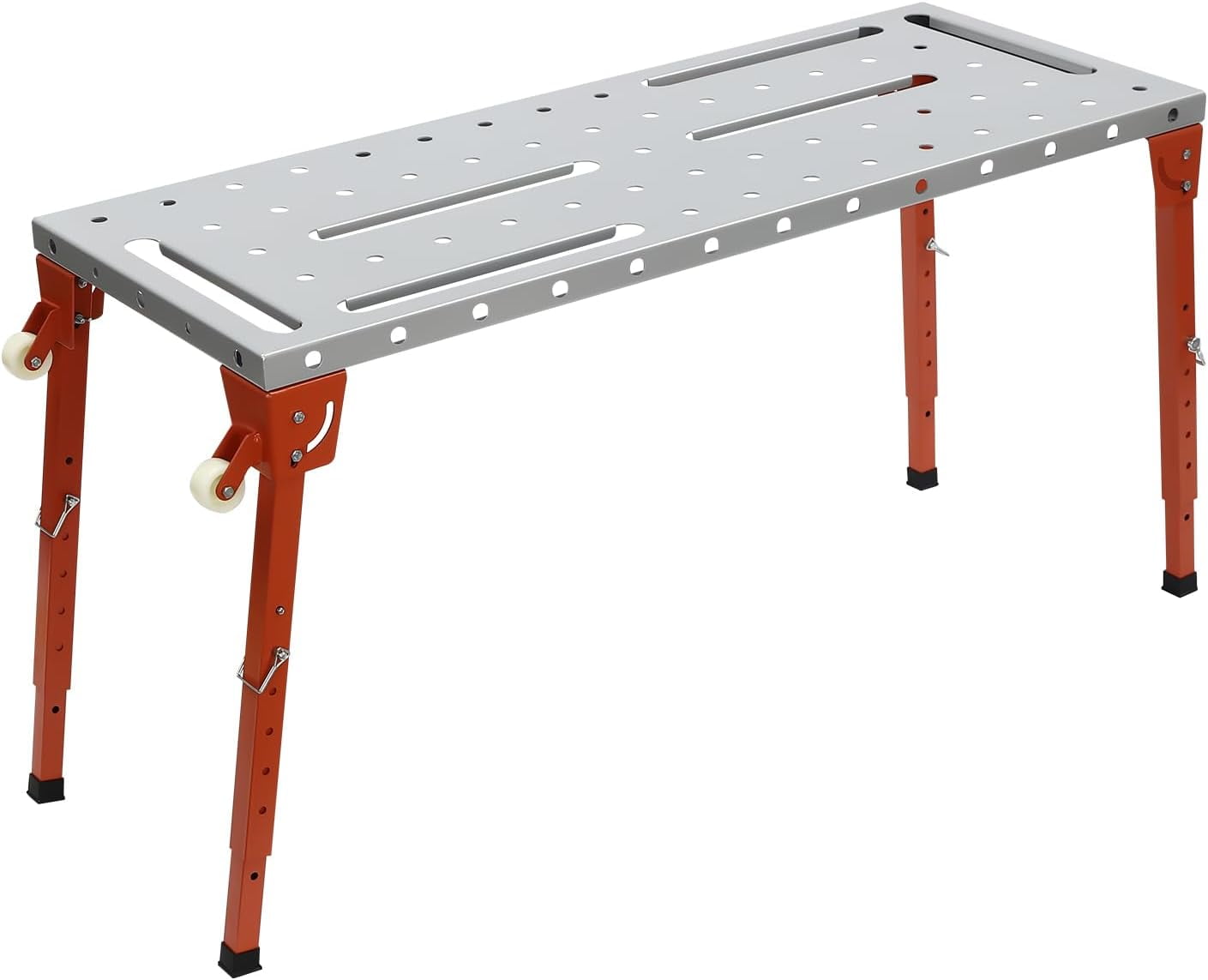 46"X18" Welding Table with 4 Foldable Feet and 2 Nylon Casters, 1000 ...