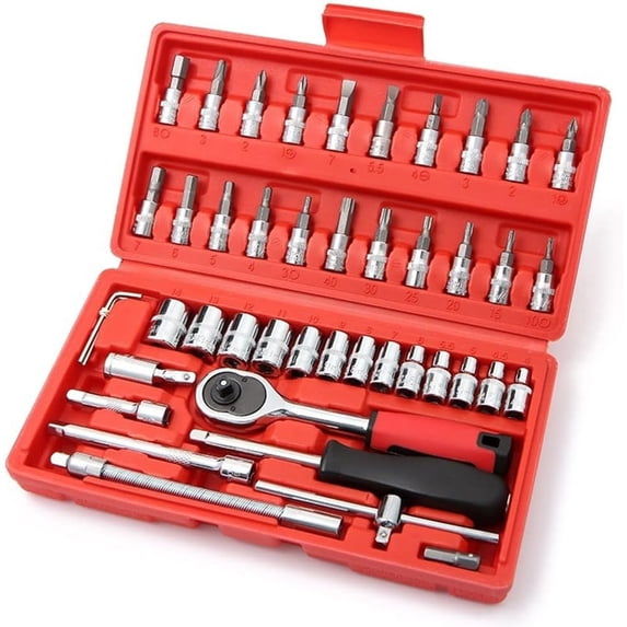 46 count 1/4" Drive Socket Ratchet Wrench Set with Storage Case ...
