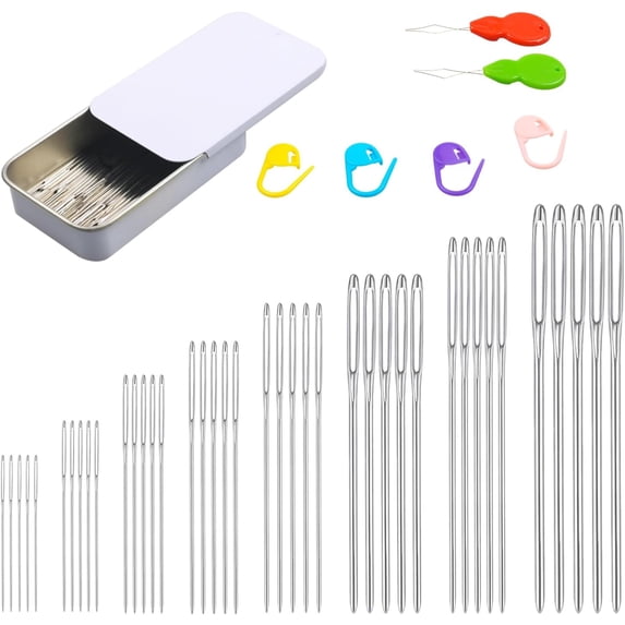 46 count Large-Eye Blunt kit, 8 Sizes Stainless Yarn Knitting Sewing ...