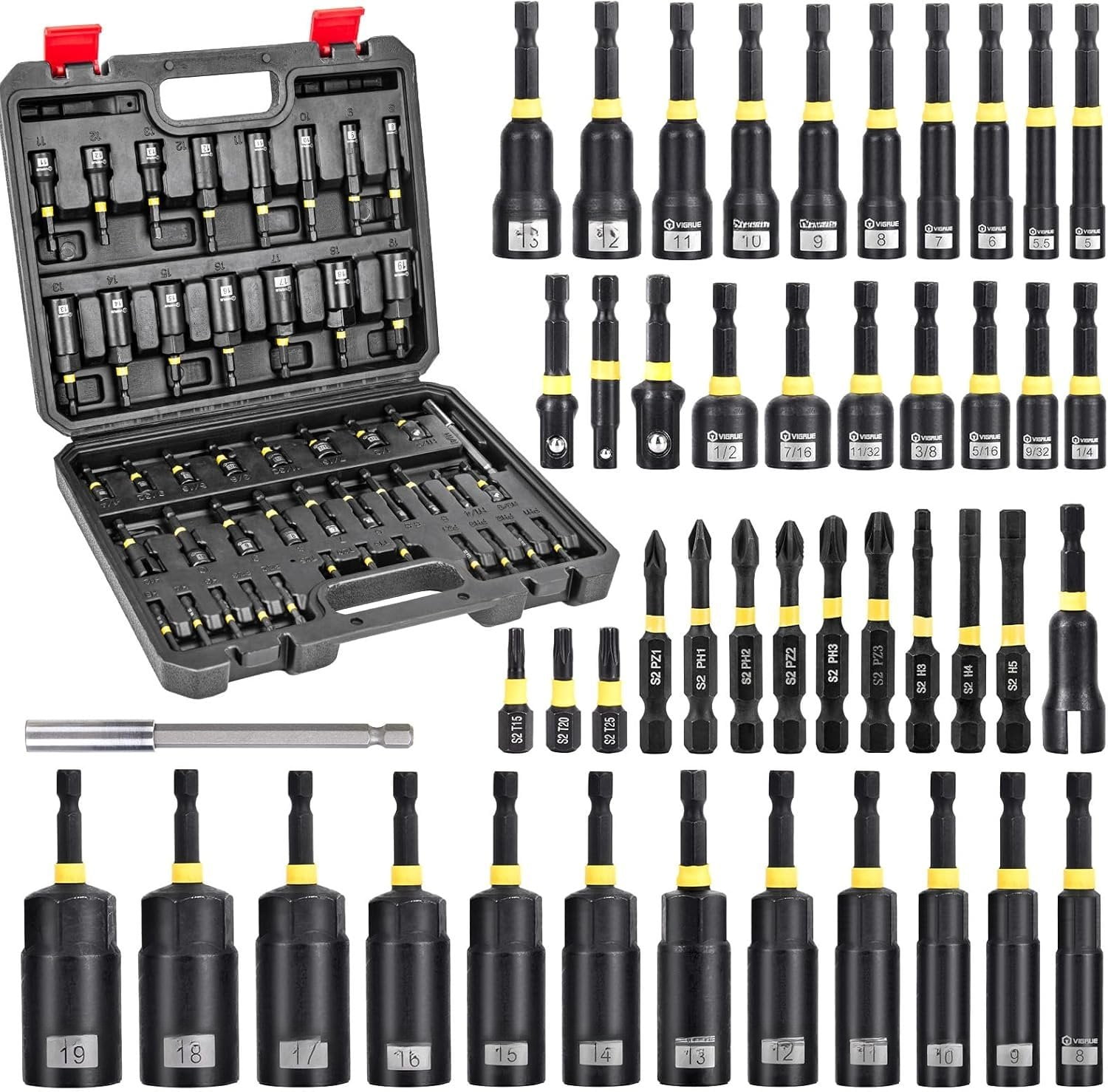 46 count Nut Driver Set for Impact Drill, and Deep Nut Drivers, Metric ...