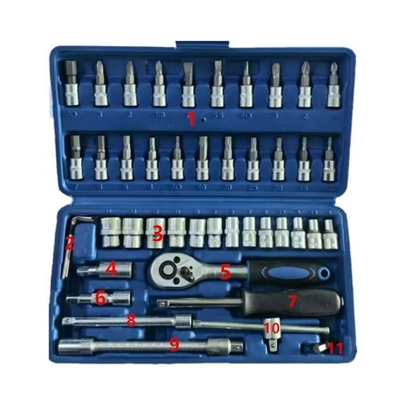 46 in 1 Auto Repair Tool Set Mechanic Hand Tool Kit Drive Ratchet ...
