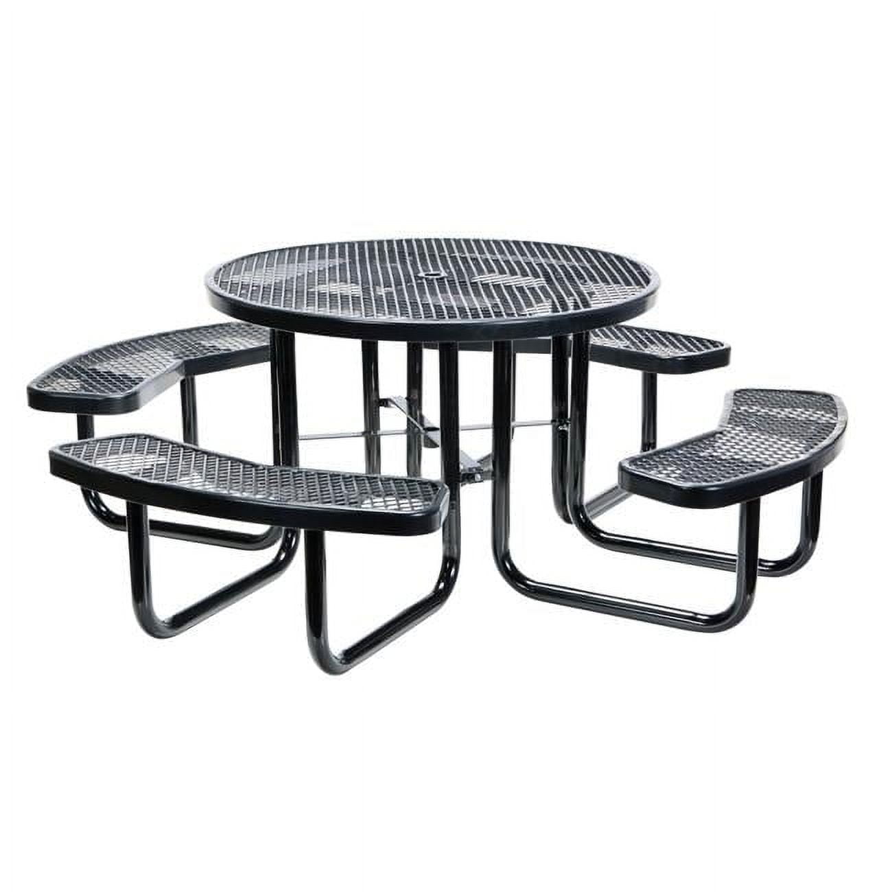 46 in. Expanded Metal Round Top Picnic Table - Black - Walmart.com
