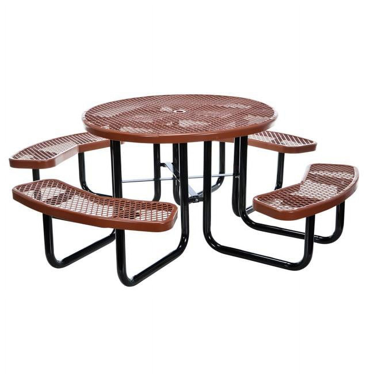 46 in. Expanded Metal Round Top Picnic Table - Brown - Walmart.com