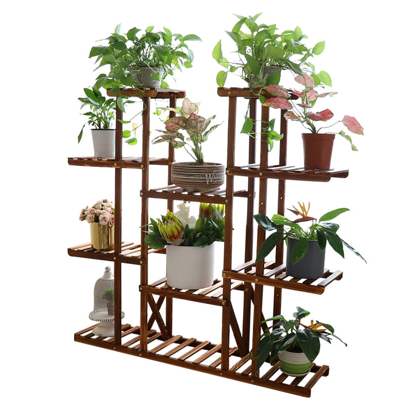 46 in Multi-Tier Plant Stand Height Wood Flower Rack Holder 16 Potted ...