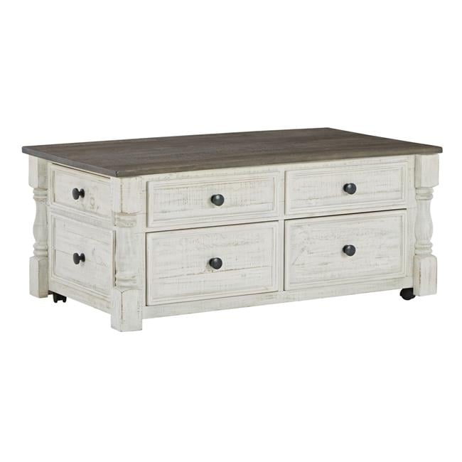 46 in. Rectangular Lift Top Coffee Table - Faux Drawer Front, White ...
