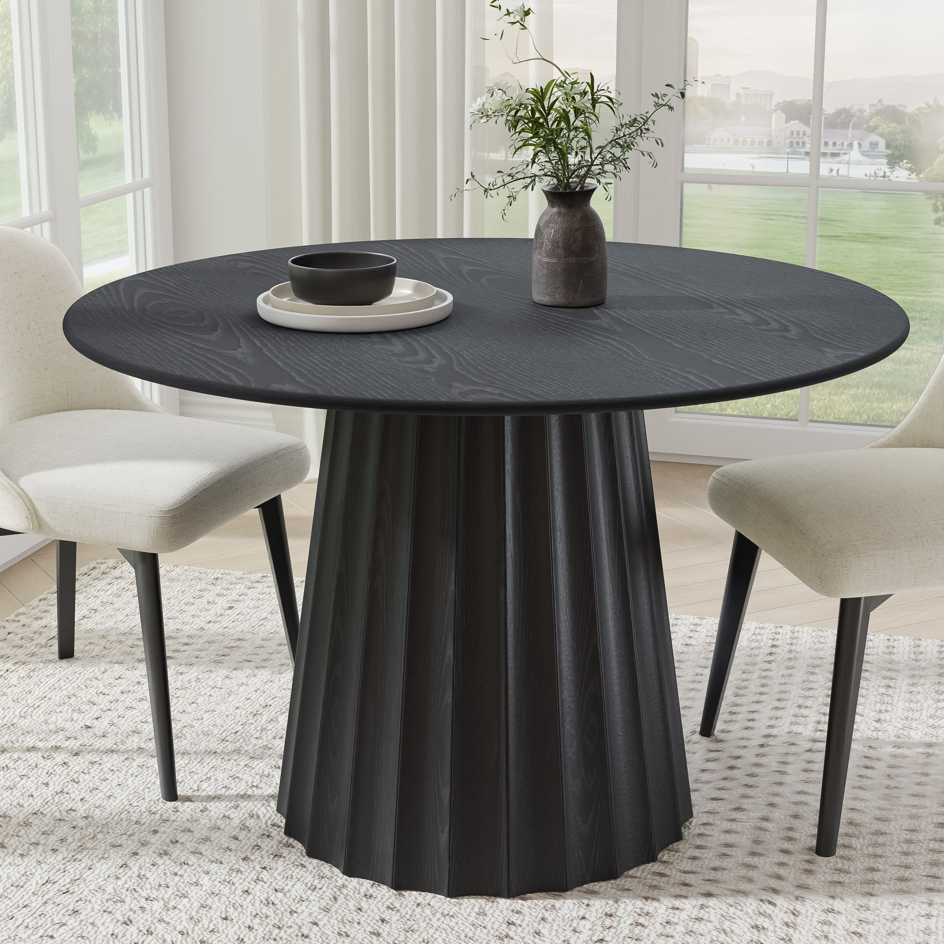Oak Solid Wood Black Dining Table - Kitchen Table - Walmart.com