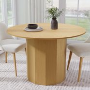 Ayane 47.2" Solid Wood Round Dining Table in Walnut - Walmart.com