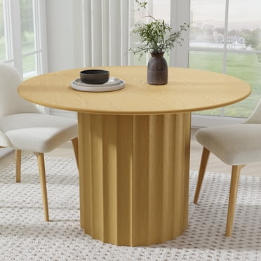 Ayane 47.2" Solid Wood Round Dining Table in Walnut - Walmart.com