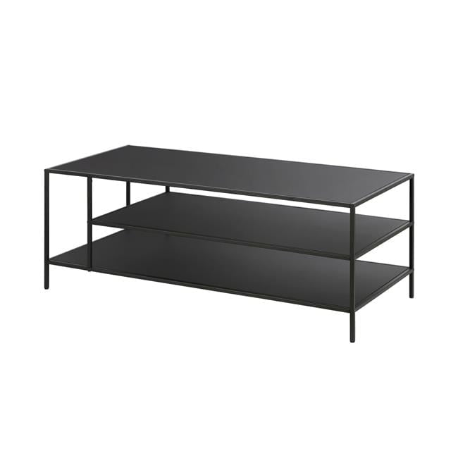 46 in. Steel Rectangular Coffee Table with Two Shelves, Black - Walmart.com