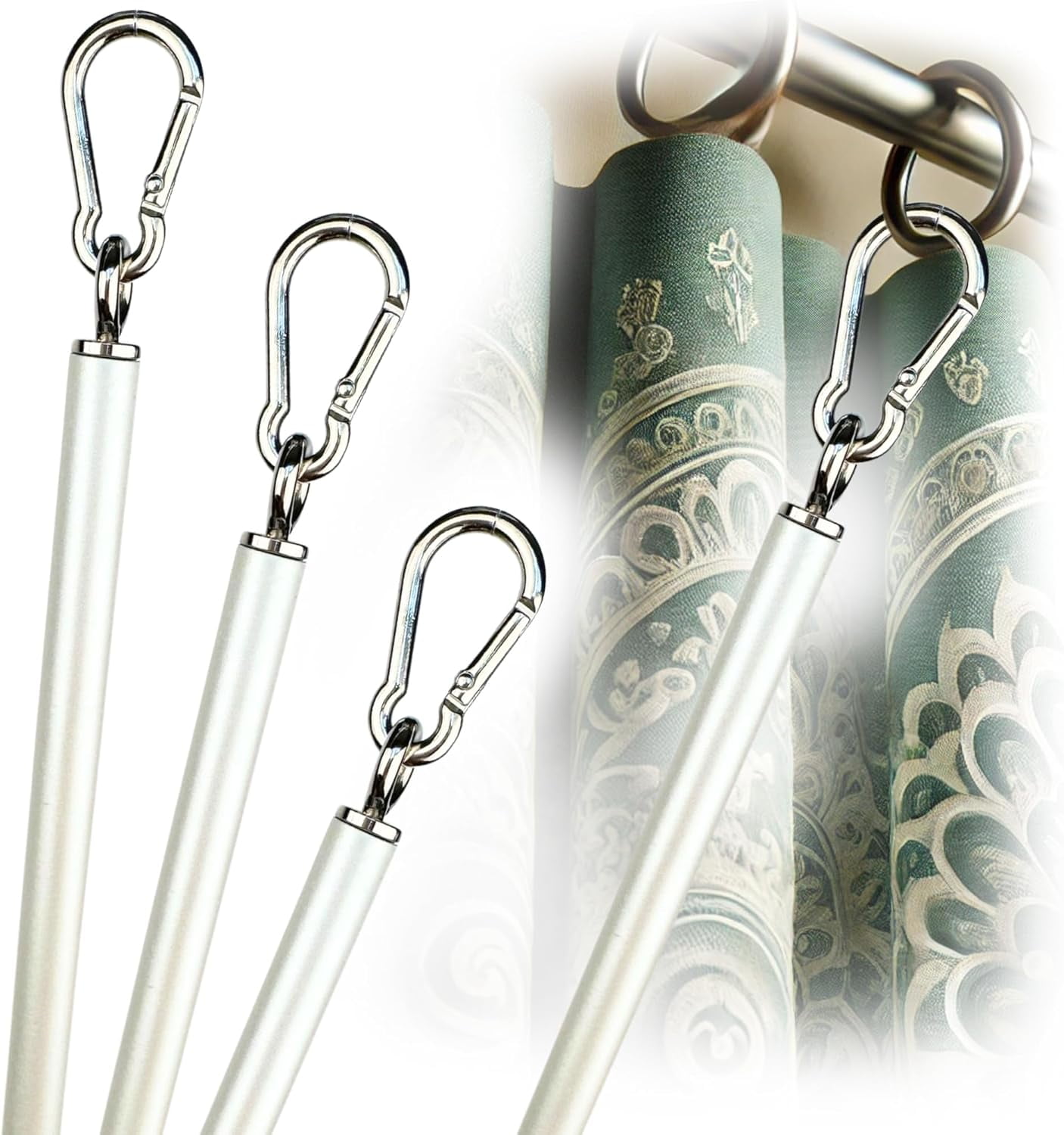 46 inch (4 Pack) Pearl White Iron Curtain Pull Wand - Strong Drapery ...