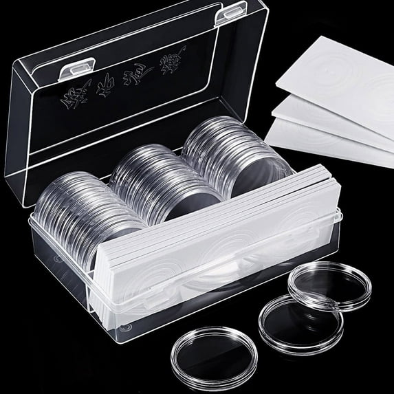 46 mm Silver Coin Capsules Coin Case Coin Holder Storage Container Coin ...