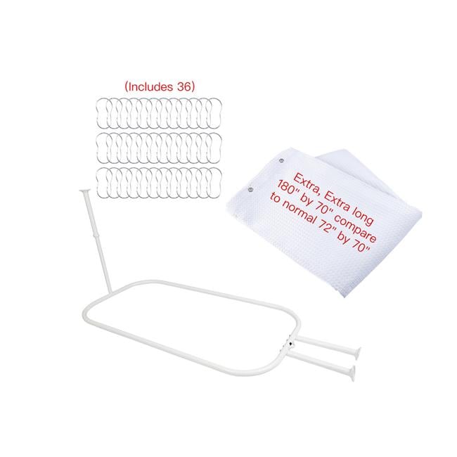 46 x 22 in. Rustproof Aluminum Hoop Oval Shower Rod with Ceiling ...