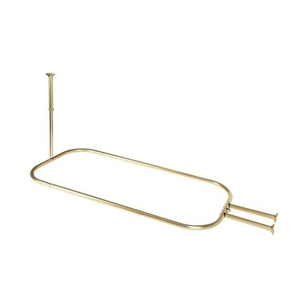 46 x 22 in. Rustproof Aluminum Hoop Shower Rod with Ceiling Support for ...