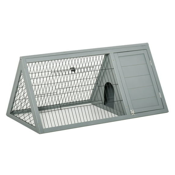 46" x 24" Wooden A-Frame Outdoor Rabbit Cage Small Animal Hutch with ...