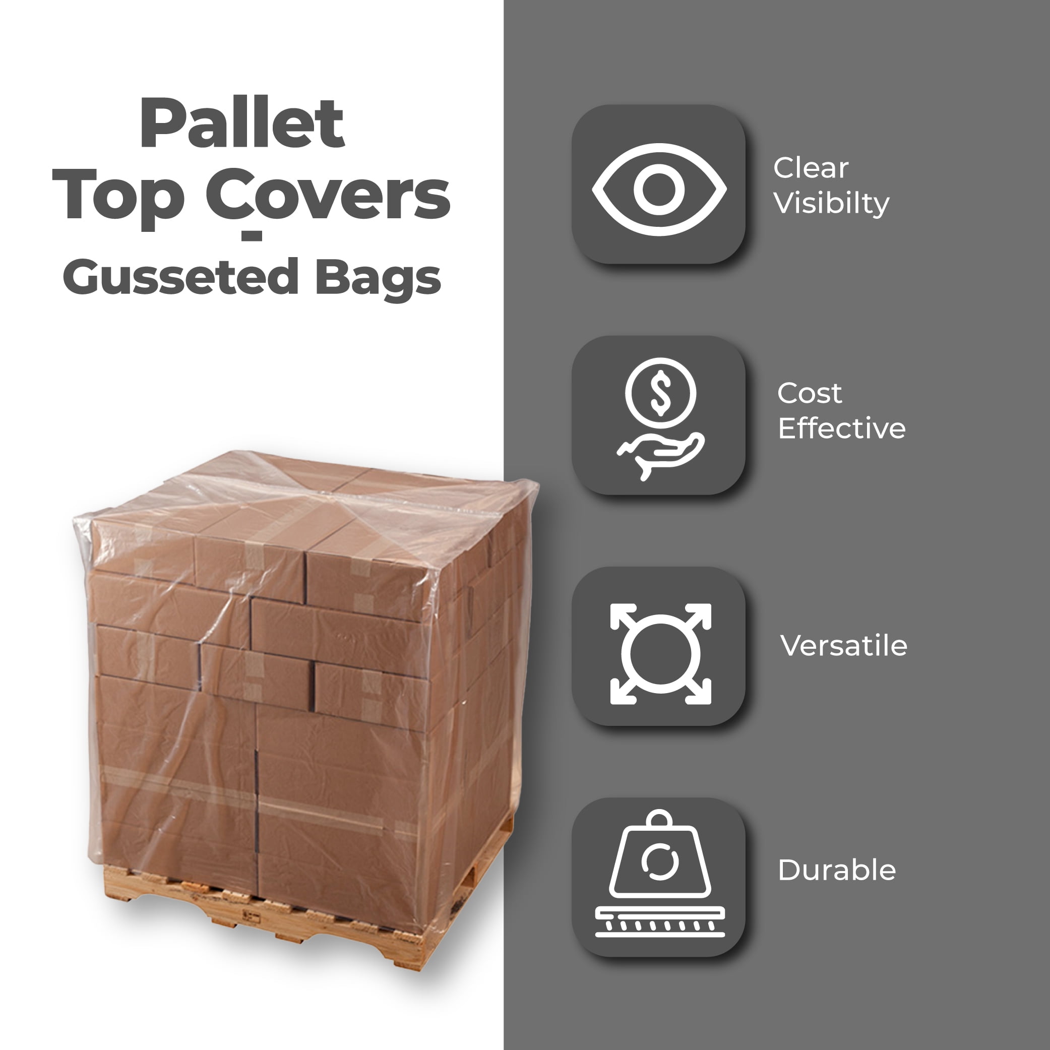 46 x 44 x 100" Clear 4 Mil Pallet Covers (Roll of 30) Perforated for ...