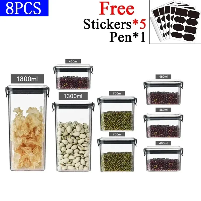460-1800ml Sets Kitchen Stackable Sealed Jar Plastic Food Storage Box ...