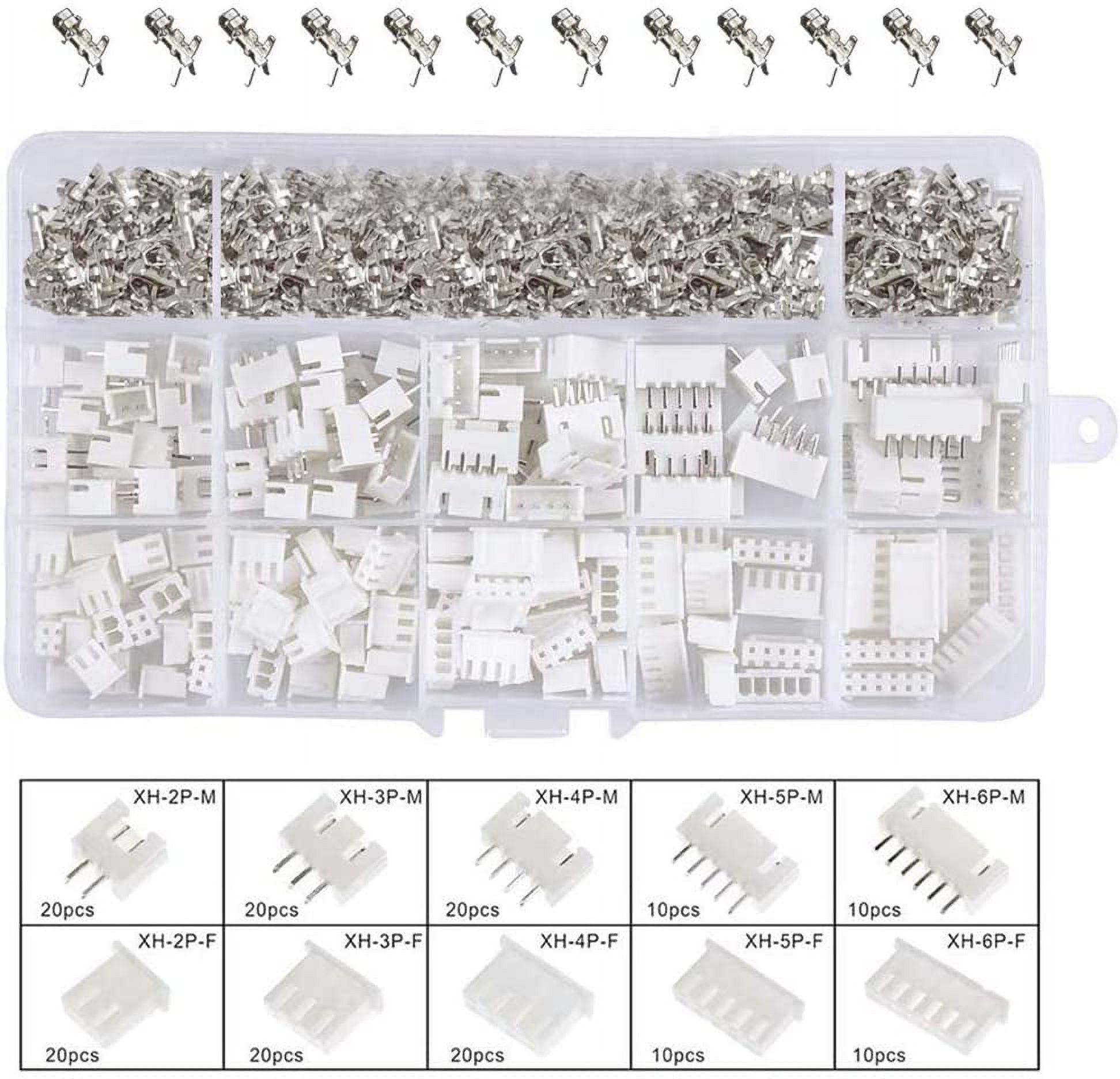 460 PCS 2.54mm JST-XH 2/3 / 4/5 / 6 Pin Housing Connector Adapter Plug (JST Connector Kit ...
