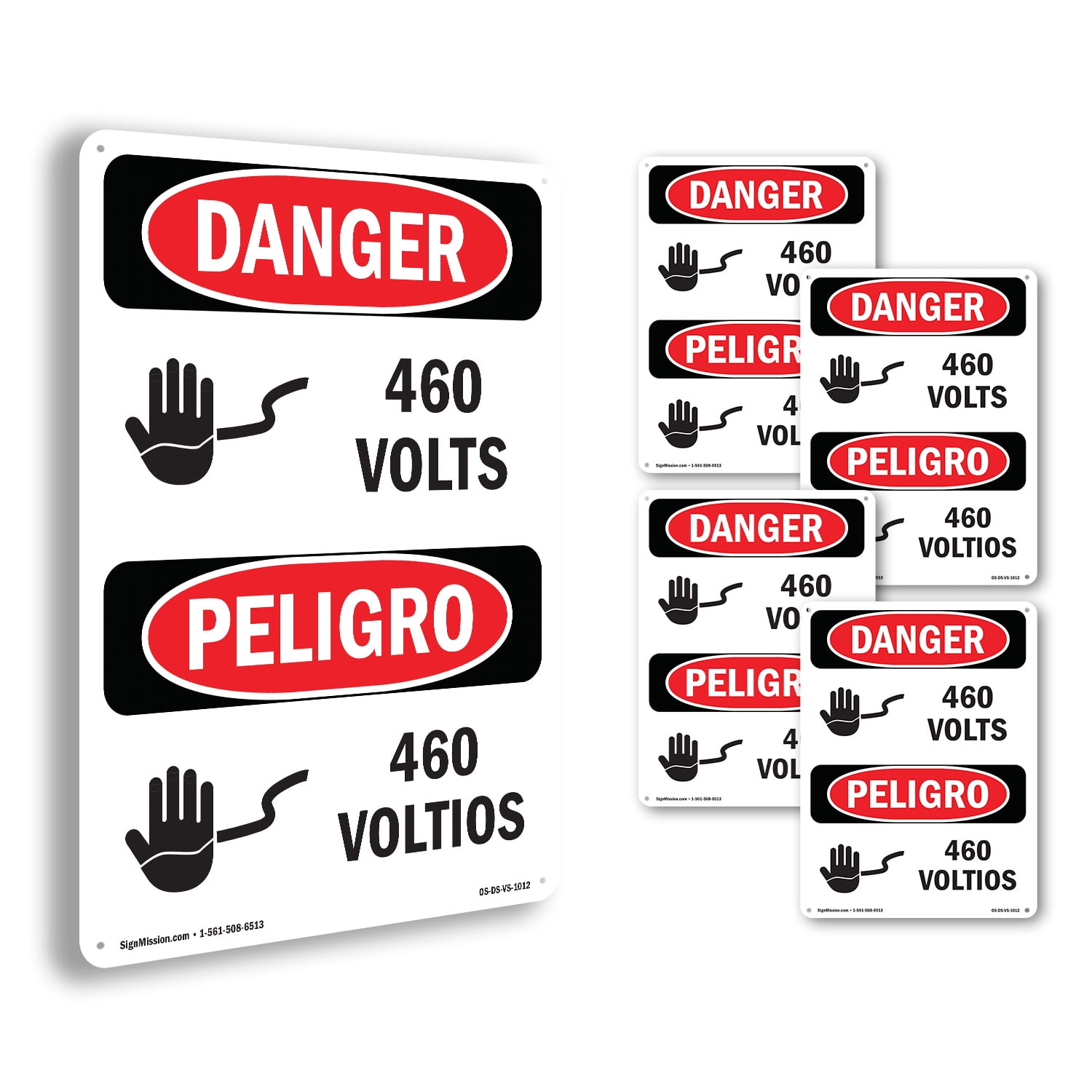 460 Volts OSHA Danger Aluminum Sign 10 Inch x 7 Inch - 5 Pack - Walmart.com
