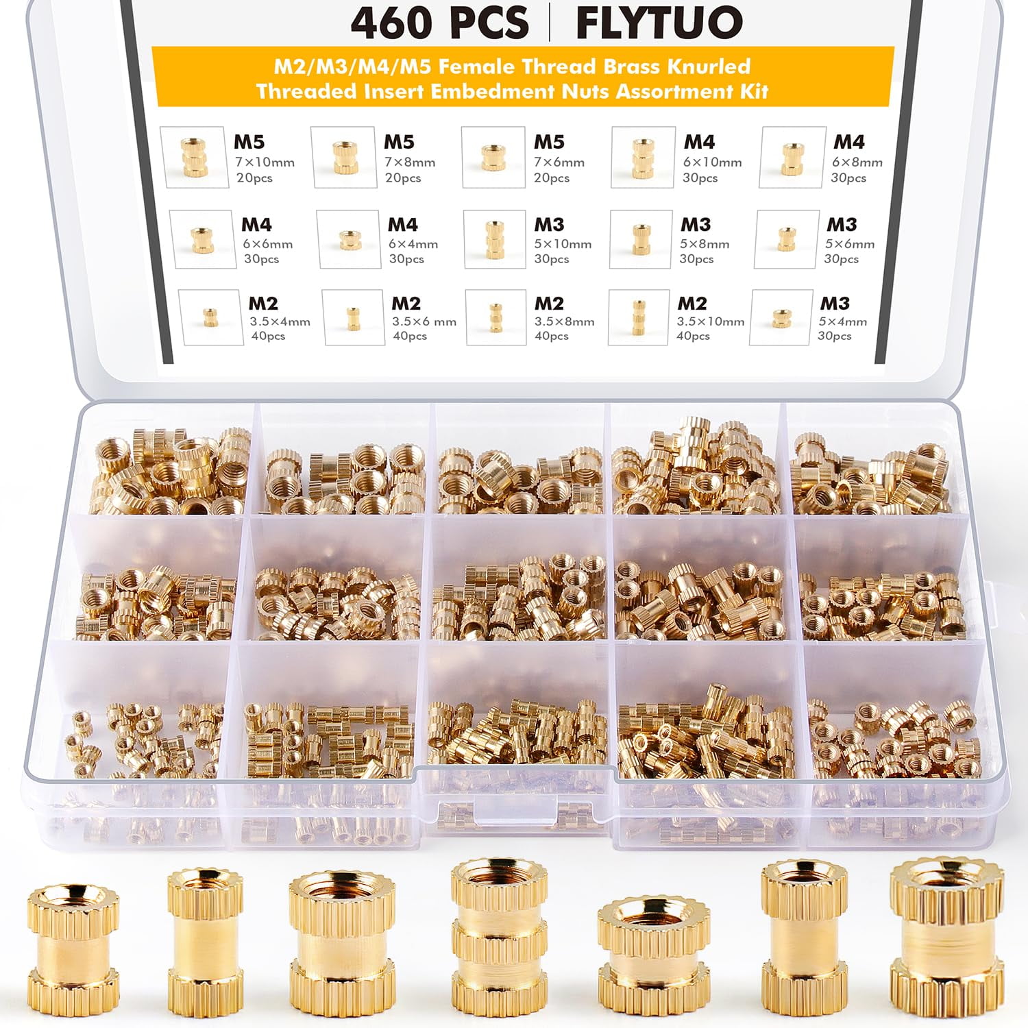 460Pcs Threaded Inserts for Plastic M2 M3 M4 M5 Heat Set Insert Metric ...