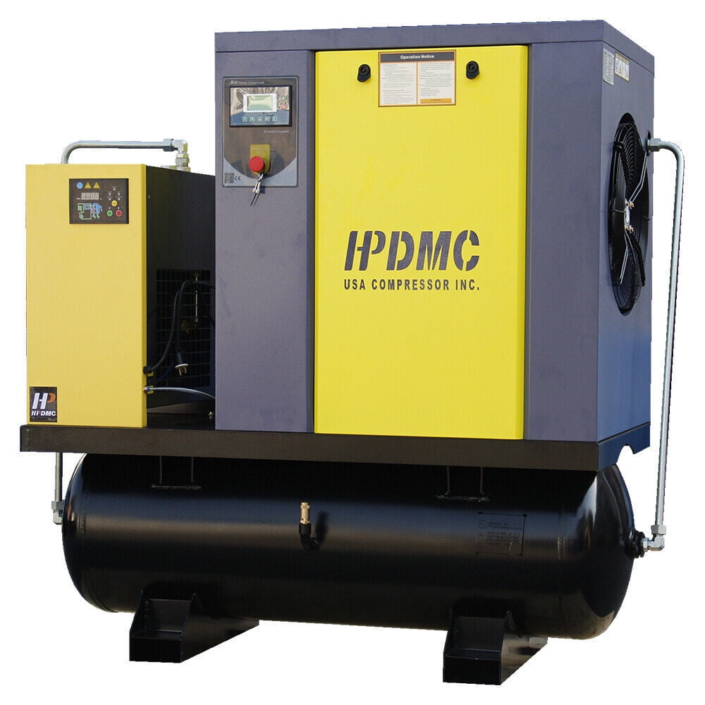 460V 3PH Rotary Screw Air Compressor w/dryer & tank-80 Gal 39CFM ...