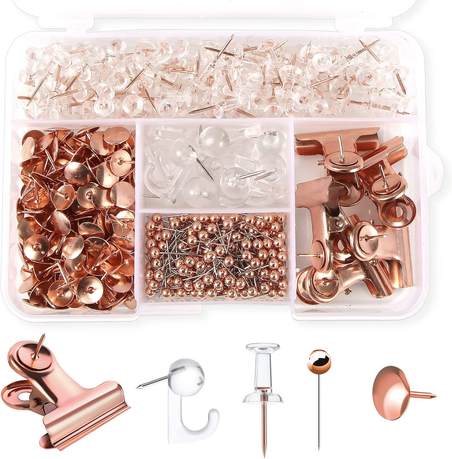 465pcs Clear Push Pins Set, Metal & Plastic Pushpins Clips Thumb Tacks and Push Pins for Cork ...