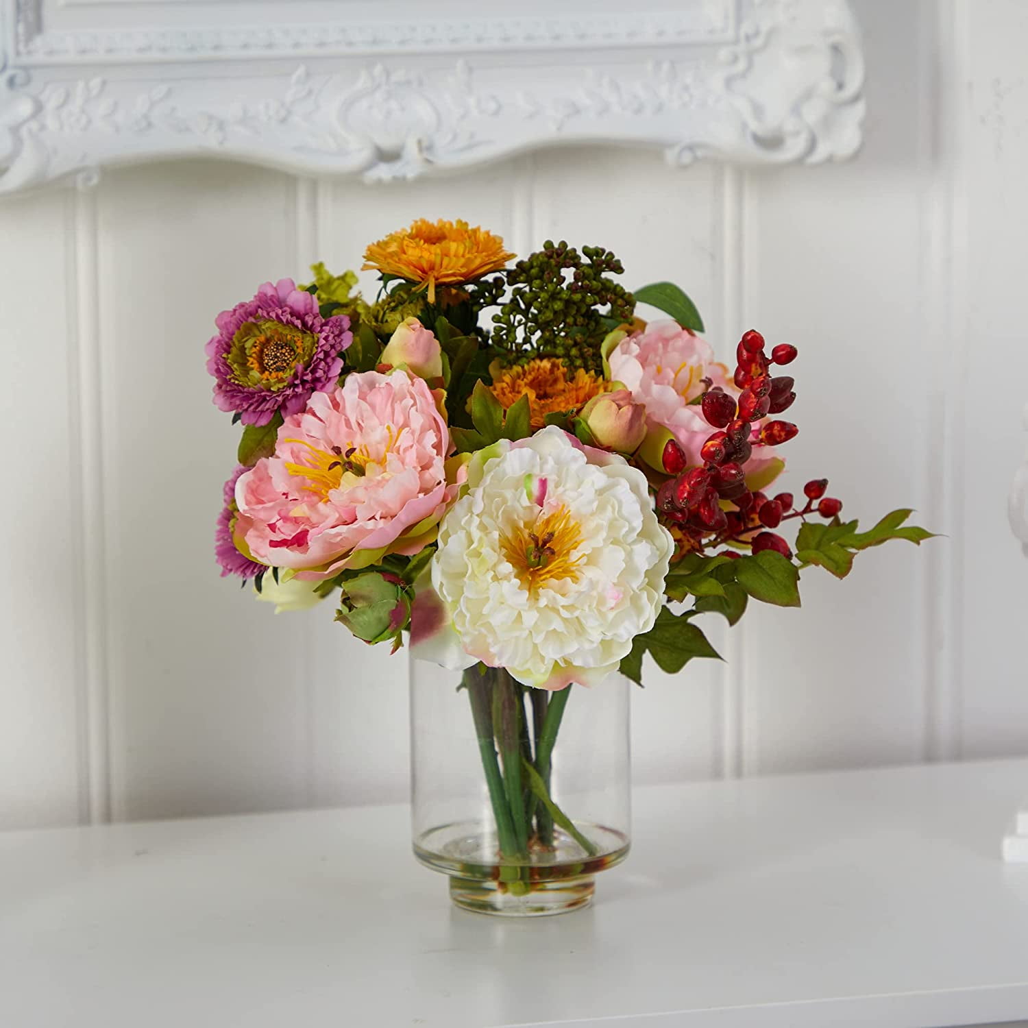 4689 Mini Peony Silk Arrangement, Assorted 10 x 10 x 10 - Walmart.com