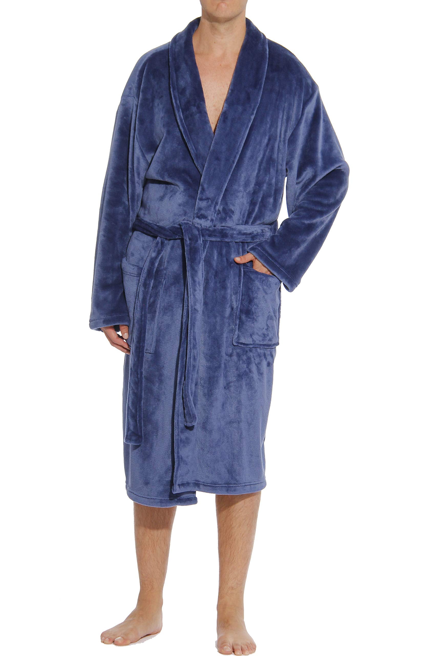 46901-BLK-M #FollowMe Velour Robe / Robes for Men (Navy, Medium ...