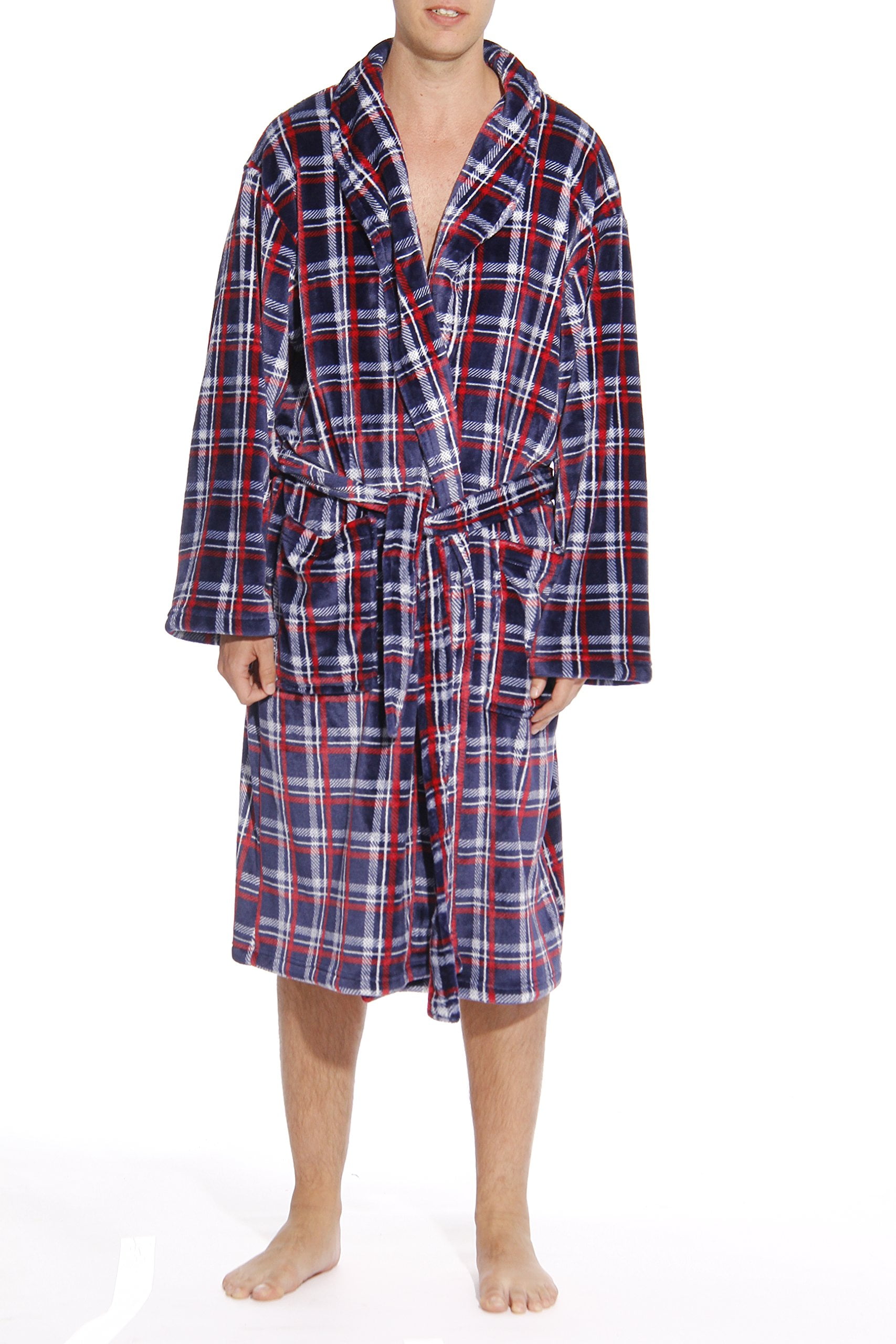 46903-1A-M #FollowMe Printed Plaid Velour / Flannel Robe / Robes for ...