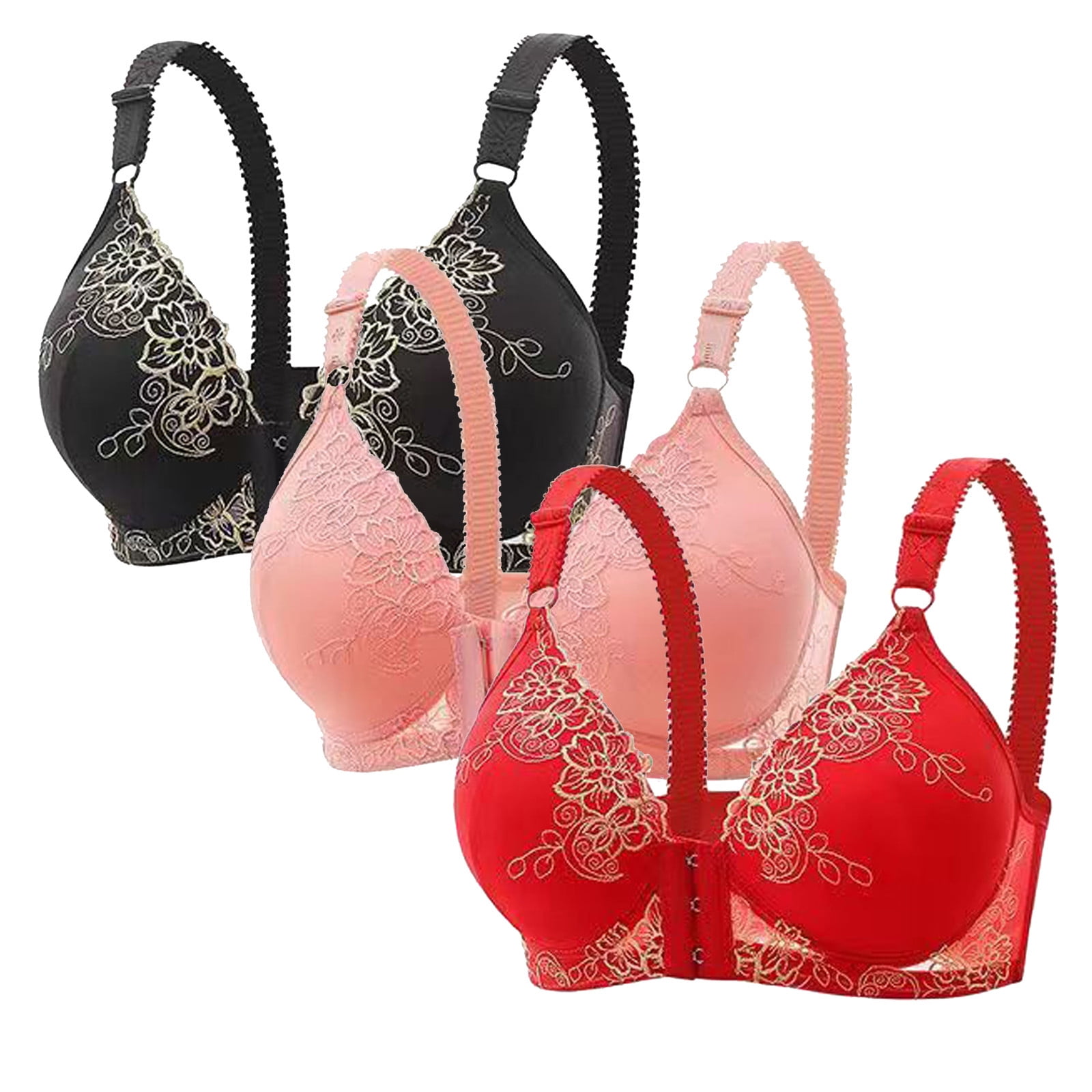 46C Push Up Bras for Plus Size Women 3 Pack Heavy Padded Push Up Bras ...
