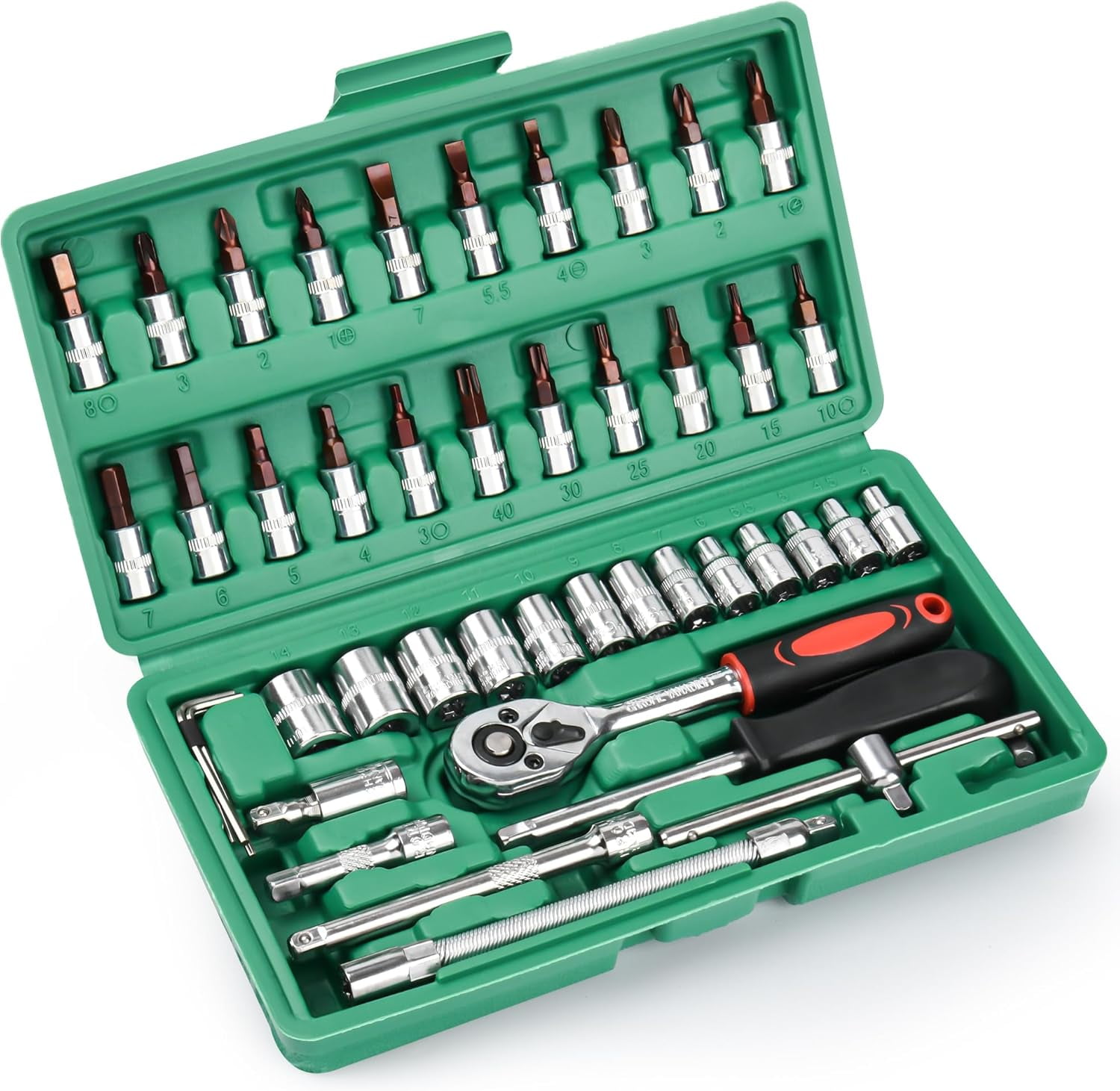 46PCS 1/4 Inch Wrench Set,Drive Car Repair Tool Ratchet Torque Wrench ...