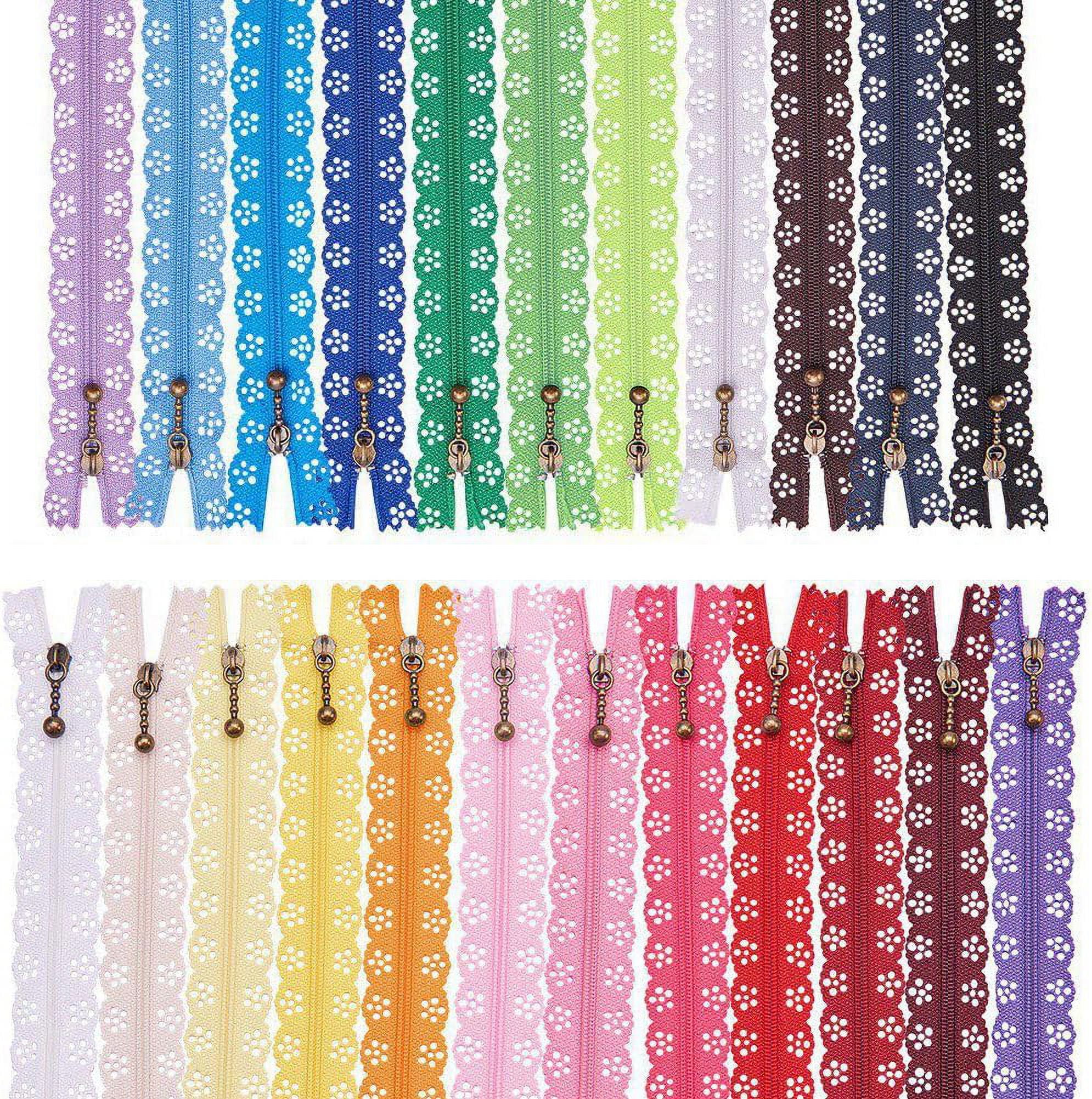 46PCS 16 Inch(40cm) DIY Nylon Coil Flower Zipper Lace Zippers for DIY ...