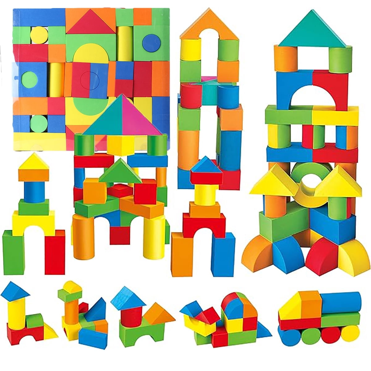 46PCS Creative EVA Foam Building Blocks Set, Soft Stackable Educational ...