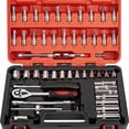 46PCS Socket Wrench Set 1/4" Drive Ratchet Metric Bits Repair Tool Kit ...