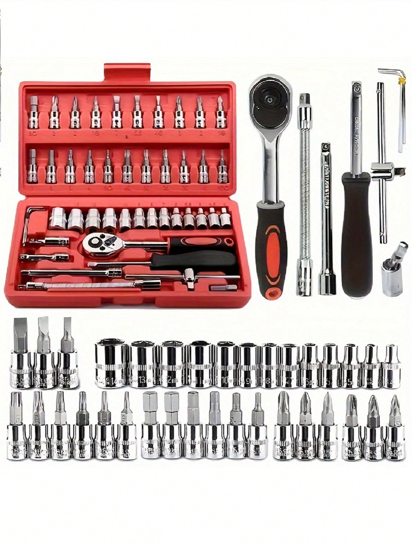 46Pcs Complete Automotive Master Tool Kit - Premium Ratchet Wrench ...