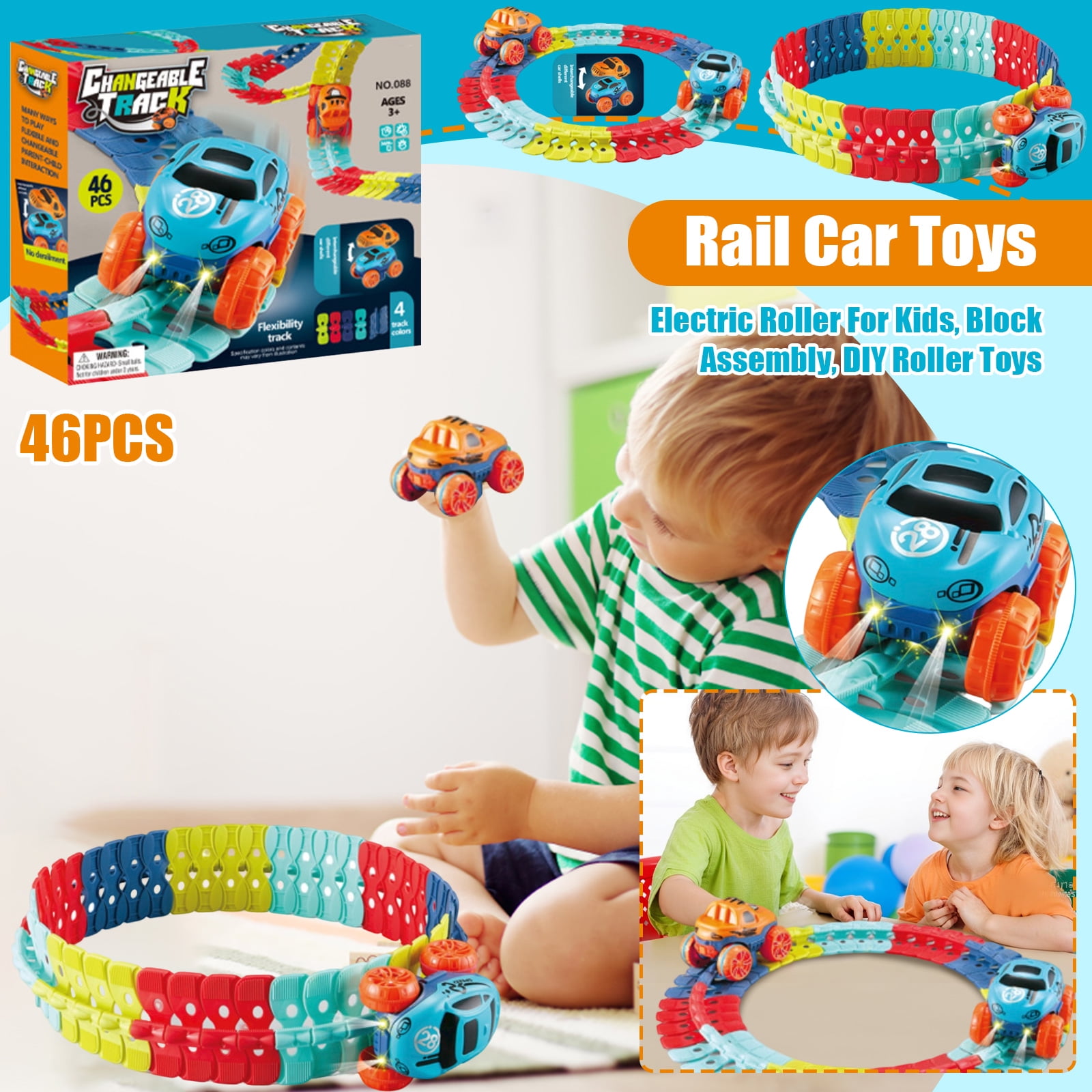 46Pcs Kids Race Track Set, Kids Anti Gravity Race Track, Car Track Set ...