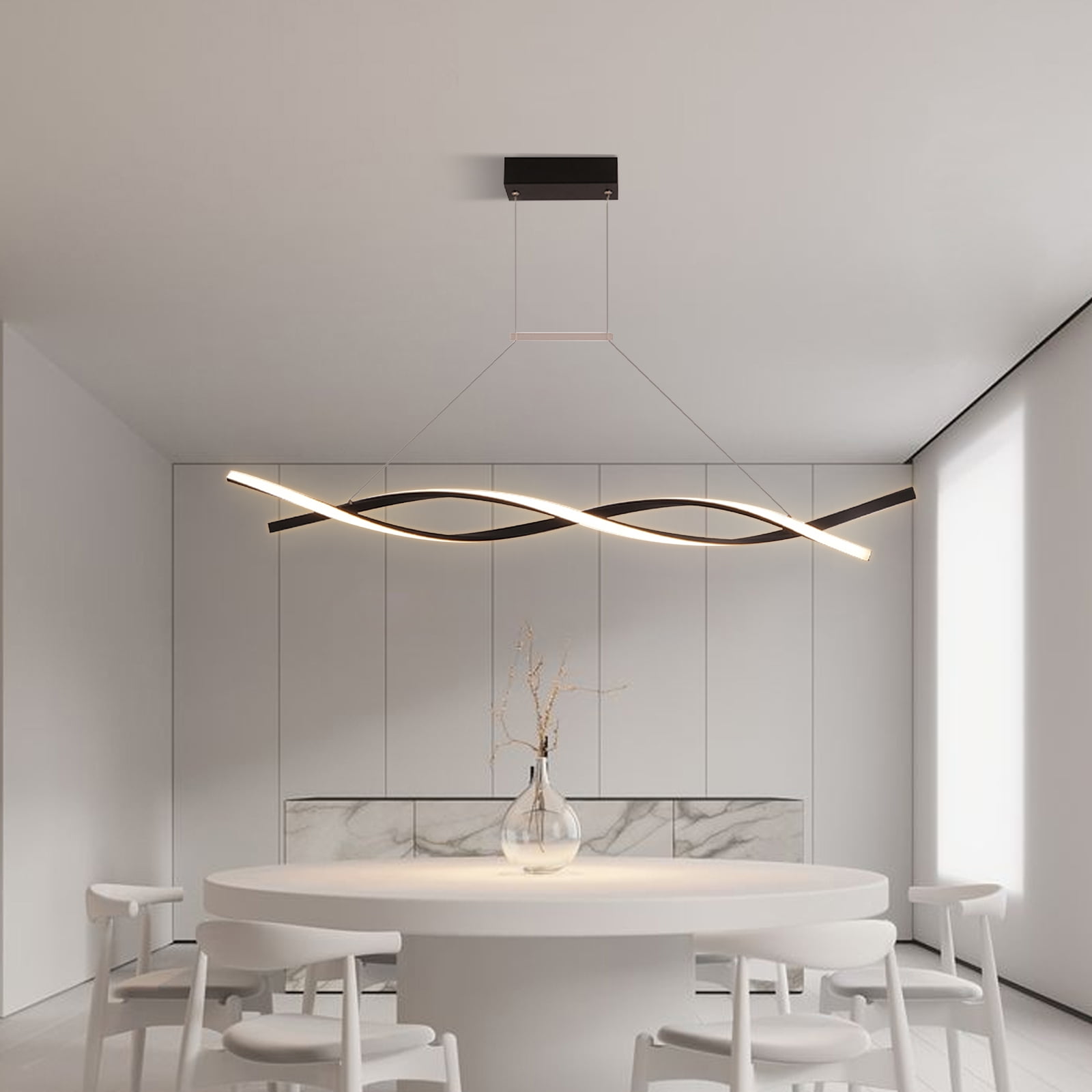 46W LED Ceiling Light with Remote, Stepless Dimming, Modern Black ...