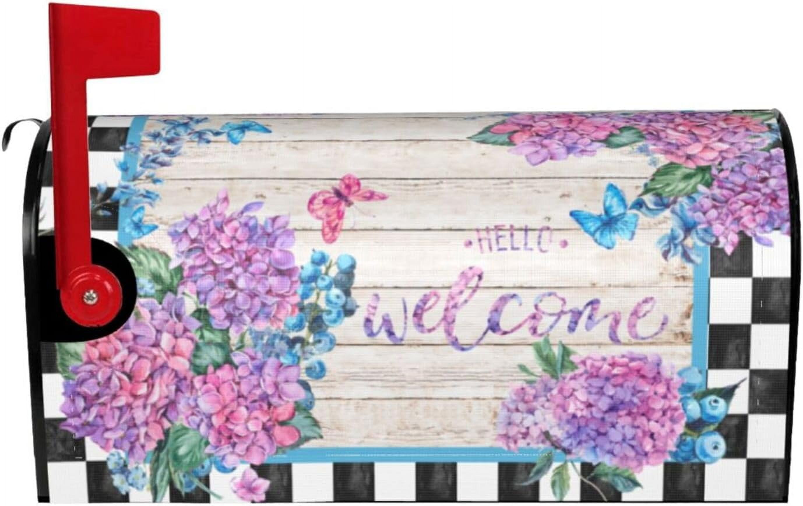 46X53-Spring Flowers Butterfly Plaid Mailbox Covers Magnetic Letter ...