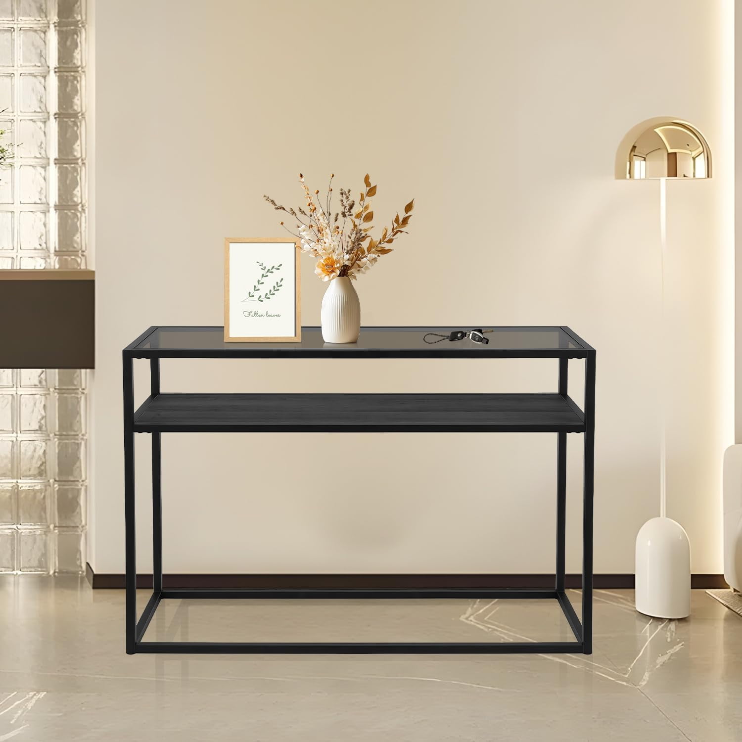 46in Rectangular Console Table 2-Tier Design entryway Console Table ...