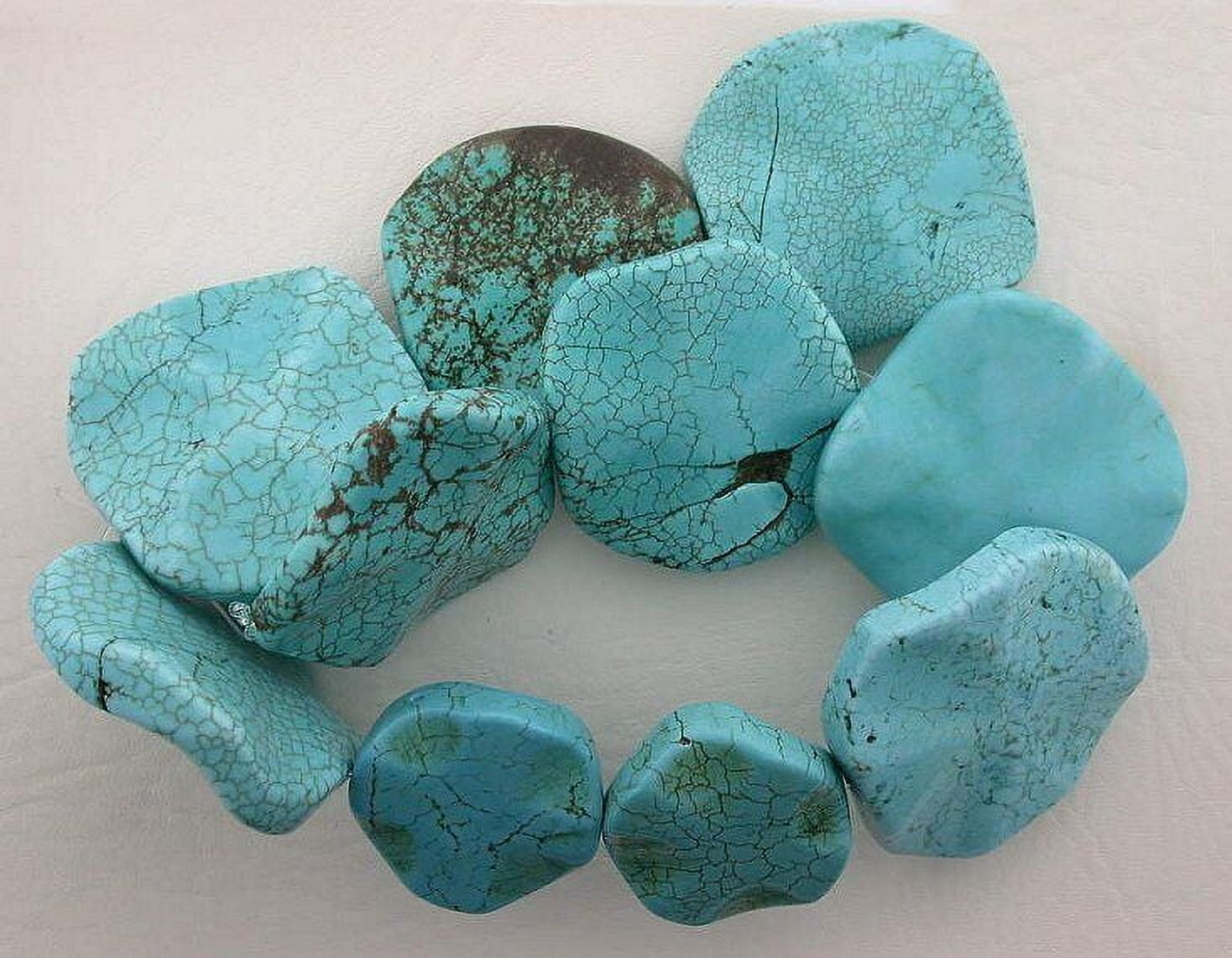 46mm 36mm Wavy Square Round Blue Matrix Magnesite Turquoise Bead 16 ...